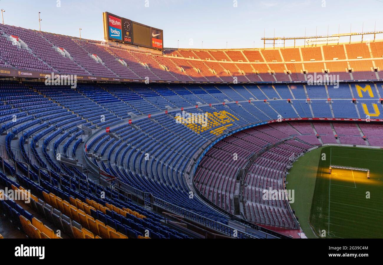 F.C. Barcelona stadium, Camp Nou from inside and without public Stock ...