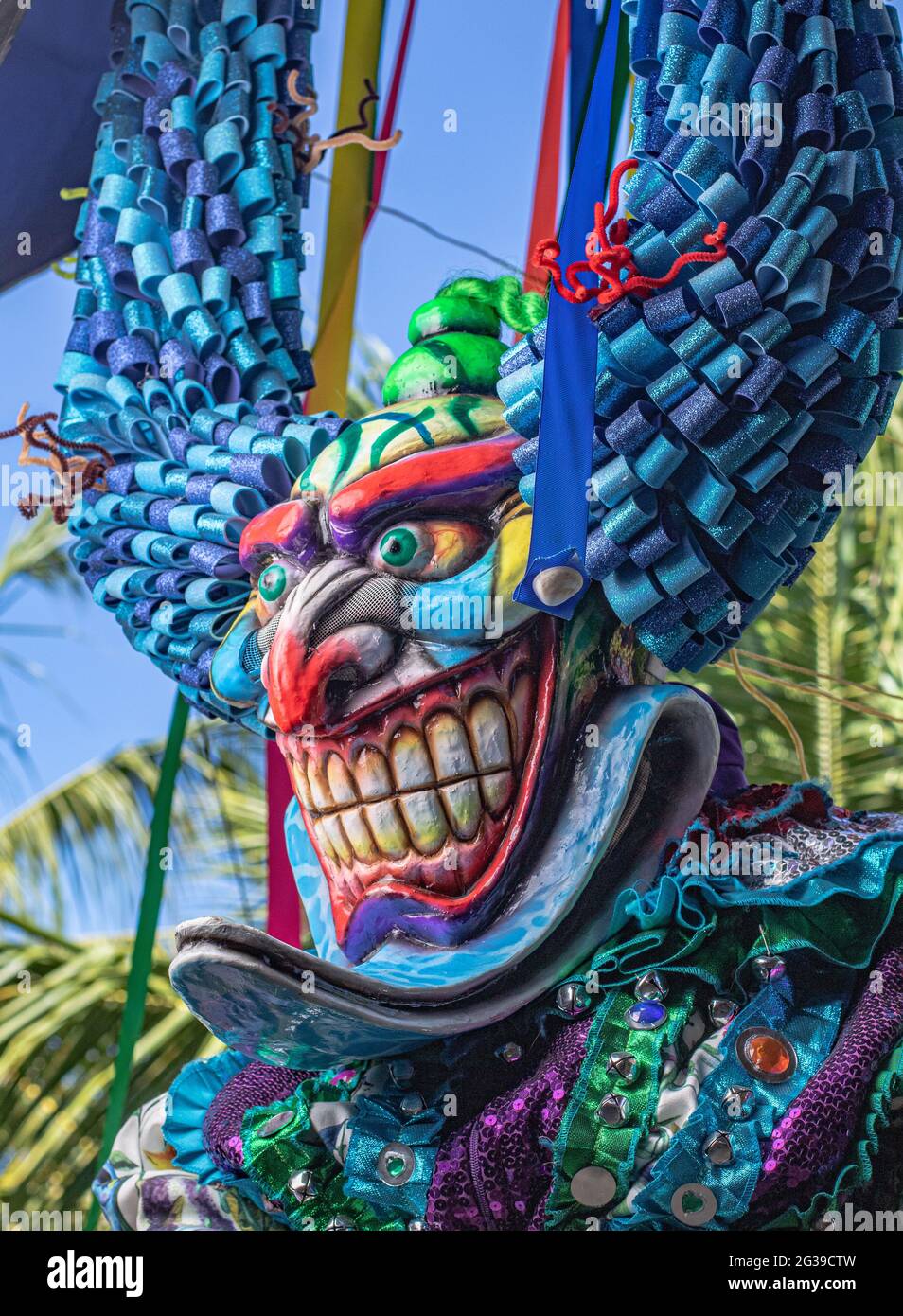 Vertical shot of a colorful festival monster costume Stock Photo - Alamy
