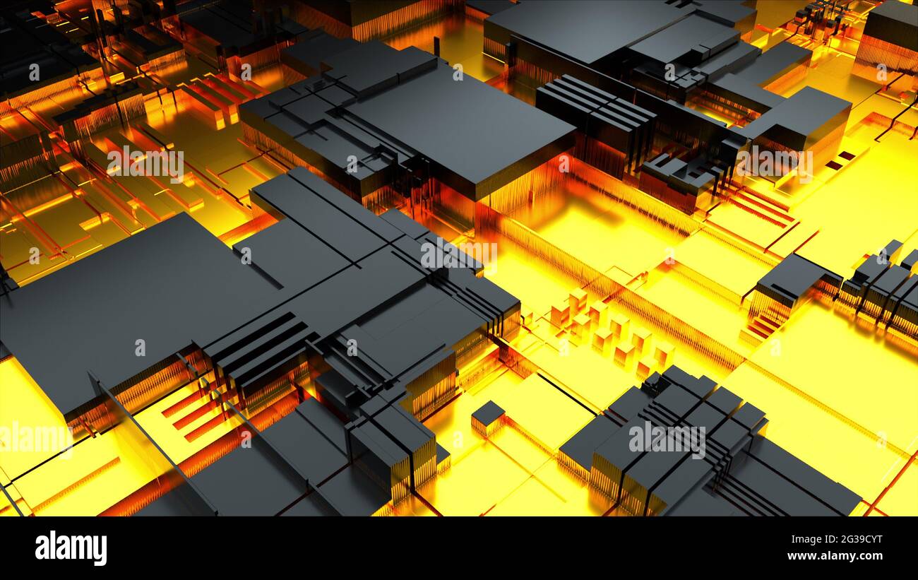 Technological 3d render abstract board in macro magnification. Modern ...