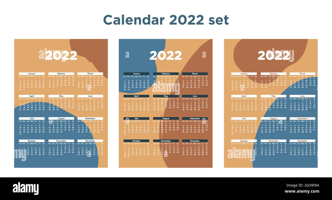 2022 calendar Set of vector illustration Stock Vector Image & Art - Alamy