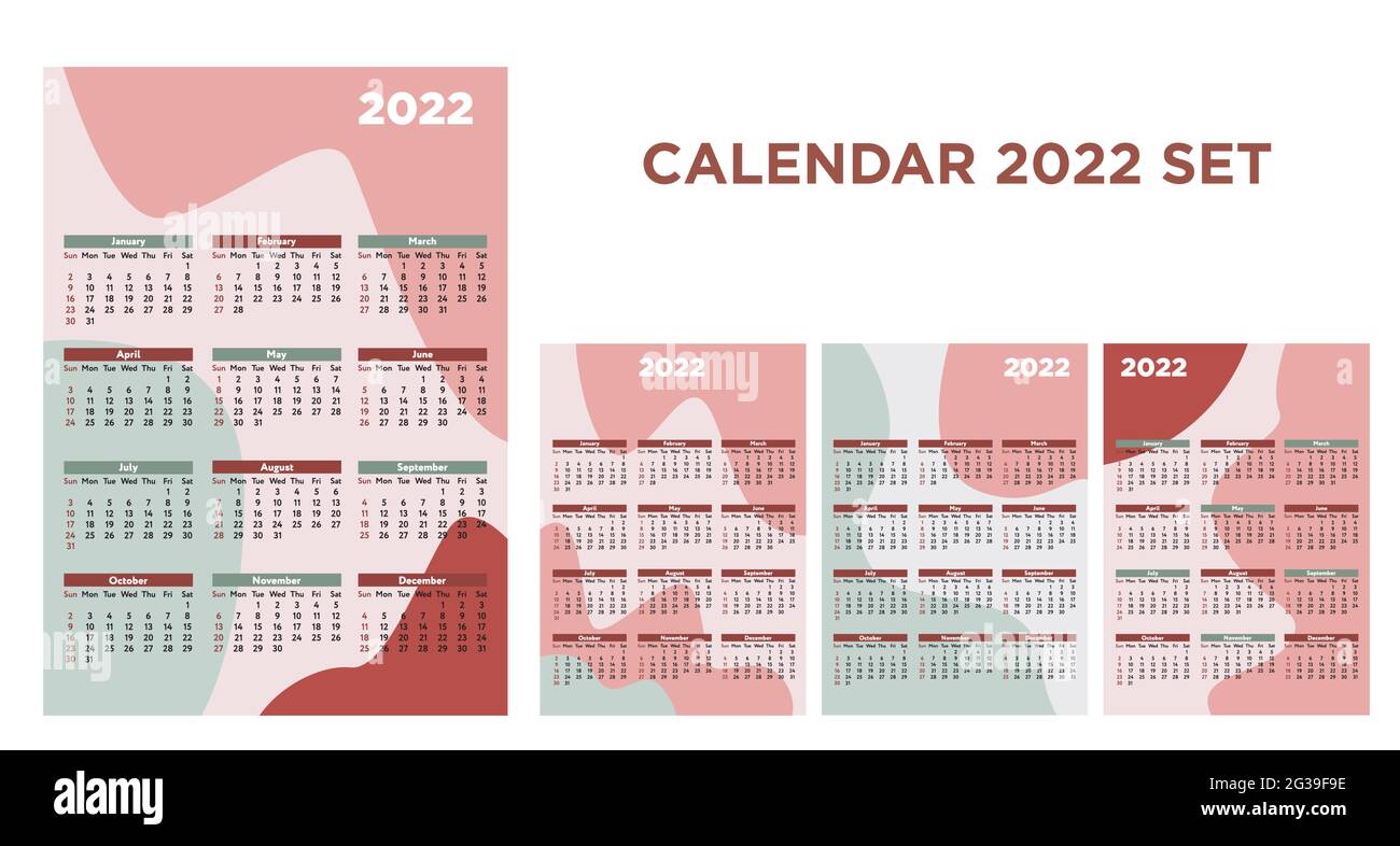 Calendar set for 2022 Vector illustration Stock Vector Image & Art - Alamy