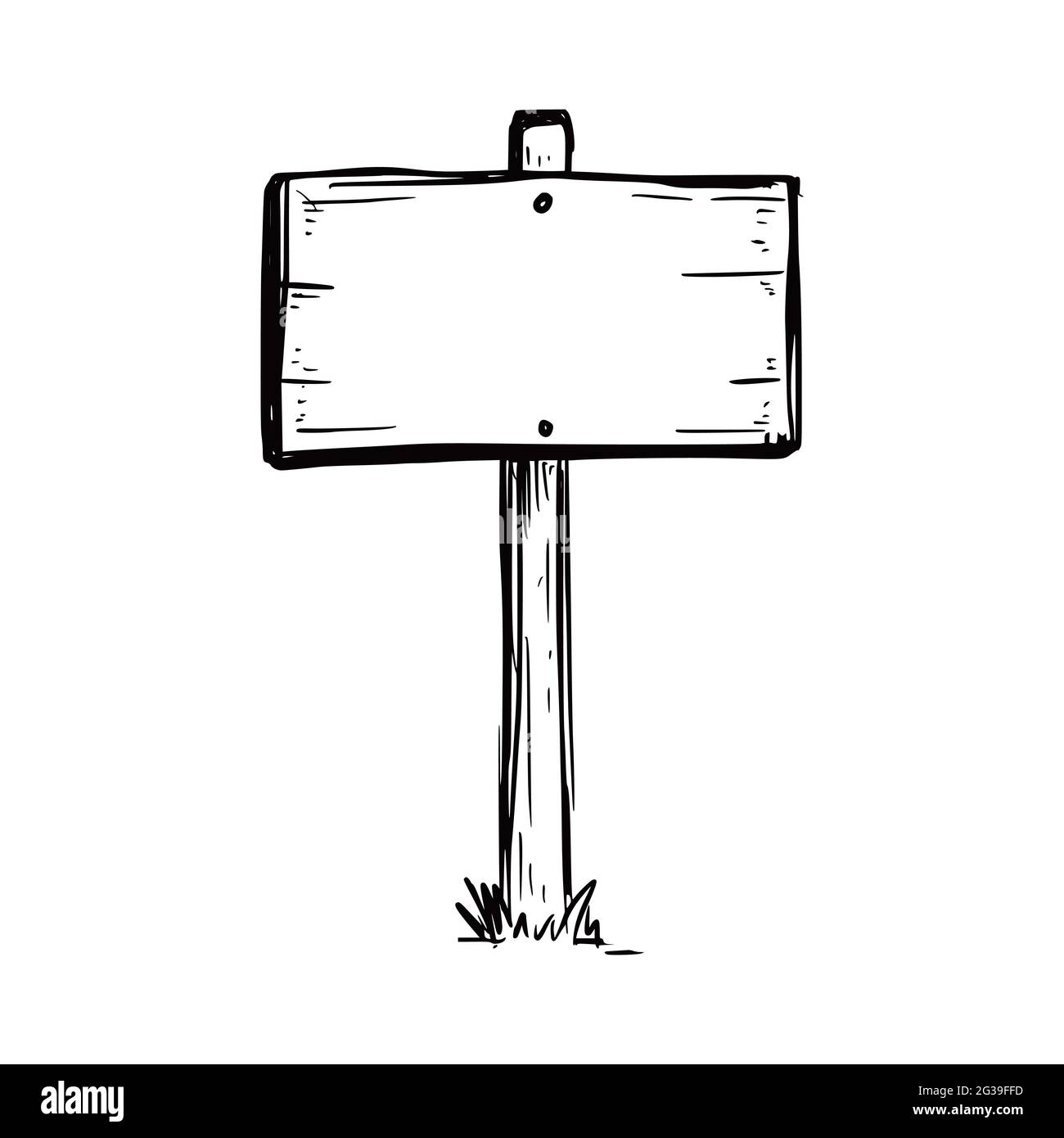 Sketch direction sign. Hand drawn doodle style. Wooden signpost. Vector ...