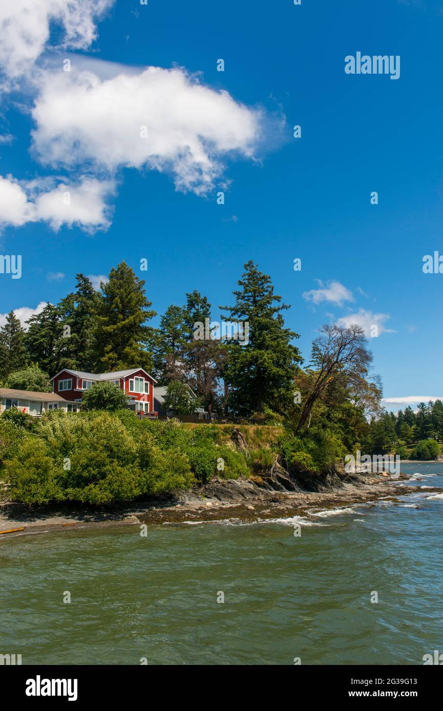 View of the small village of Olga on Orcas Island in the San Juan ...