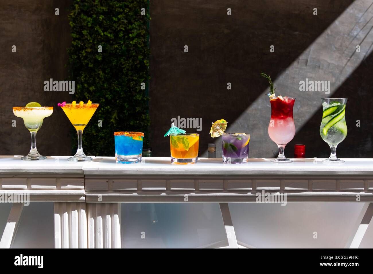 Close up to some drinks on a open bar Stock Photo - Alamy