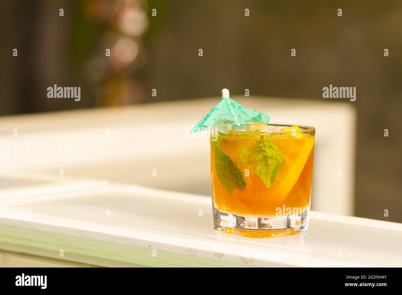 Close up to some drinks on a open bar Stock Photo - Alamy