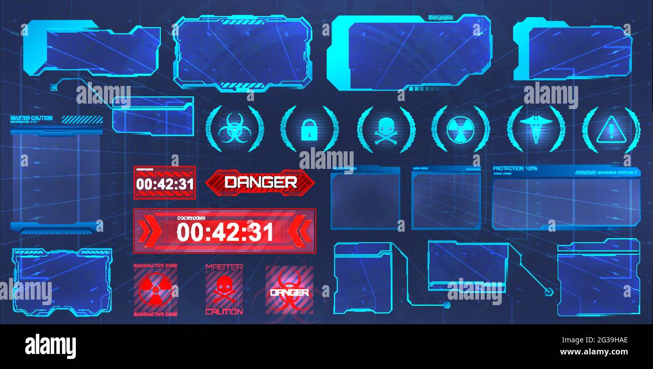 HUD screens, frames collection. Futuristic hi-tech elements interface ...