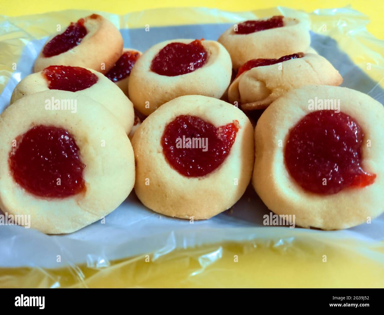 Pepas. Delicious Argentine traditional cookies with quince jelly on a ...