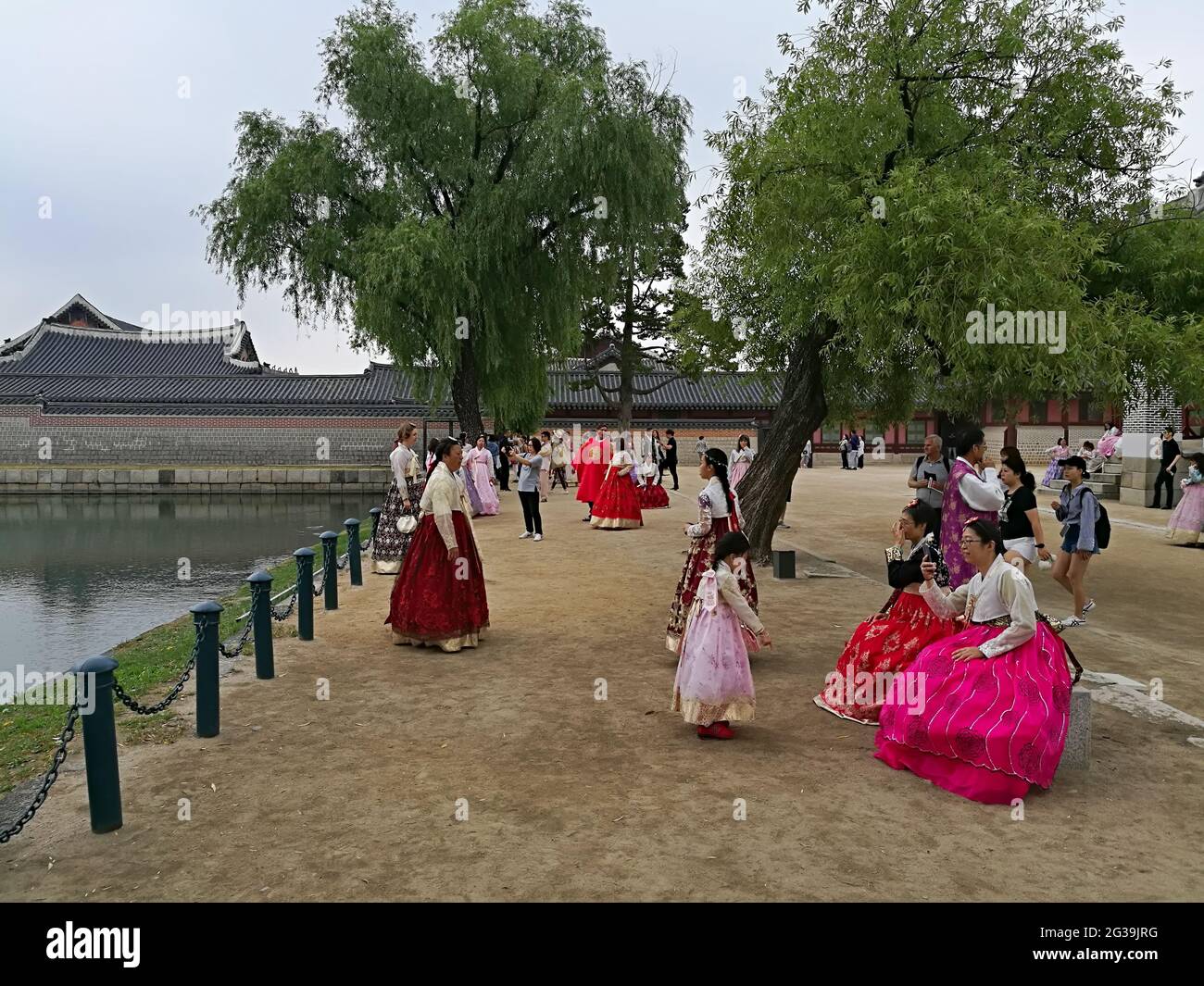 SEOUL, KOREA, SOUTH - Jun 29, 2019: People wearing Hanbok taking photos ...