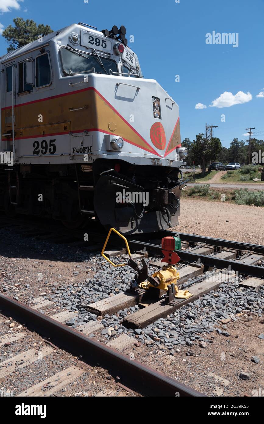 Diesel locomotive and railroad switch, Arizona, USA Stock Photo - Alamy
