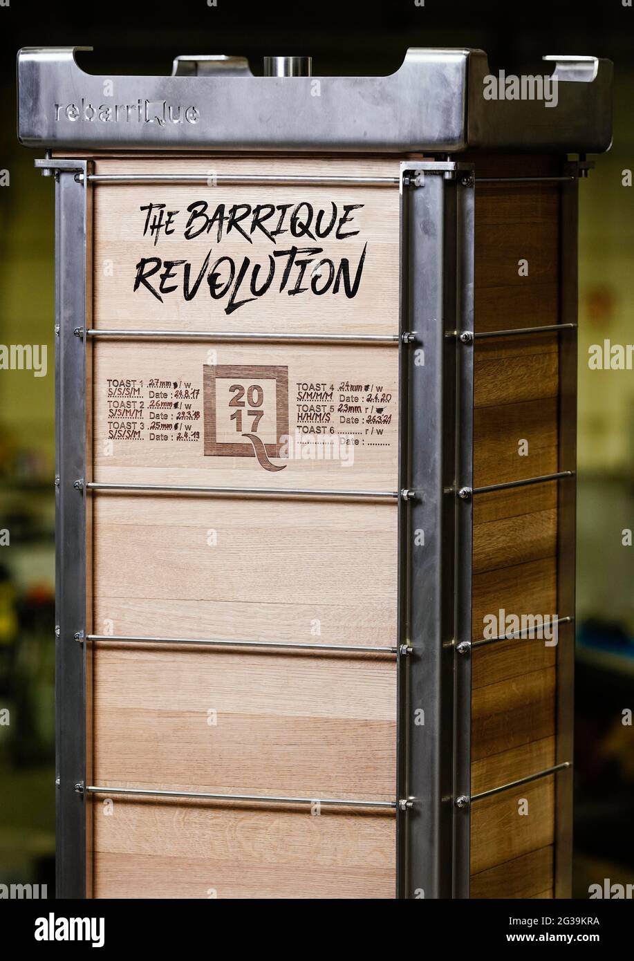 Hochstadt, Germany. 25th May, 2021. A square wine barrel is standing in ...