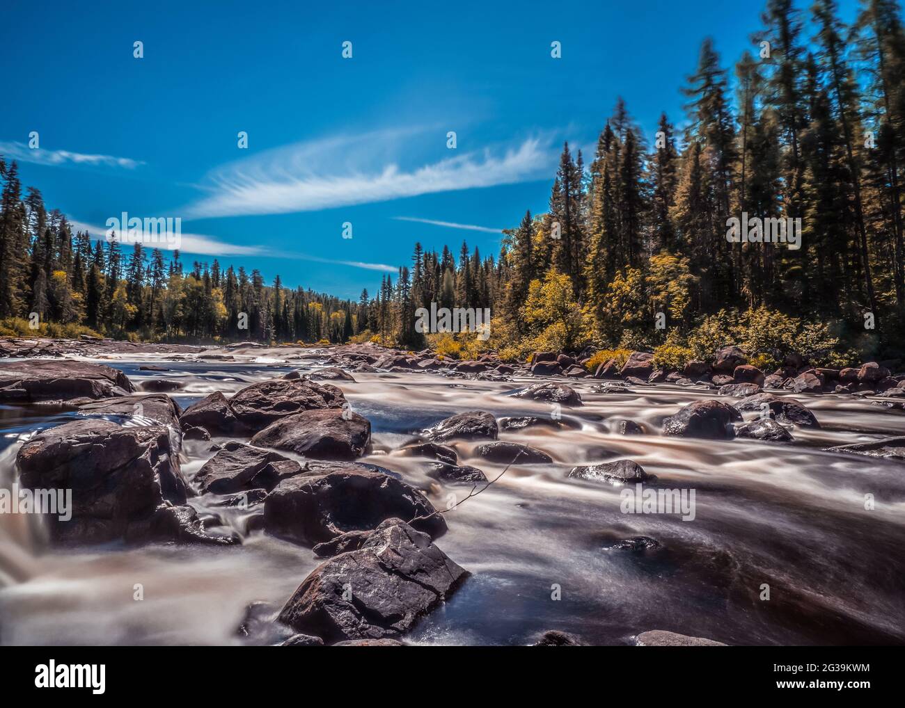 Beautiful river in Mauricie, Quebec, Canada, rapids, long exposure ...