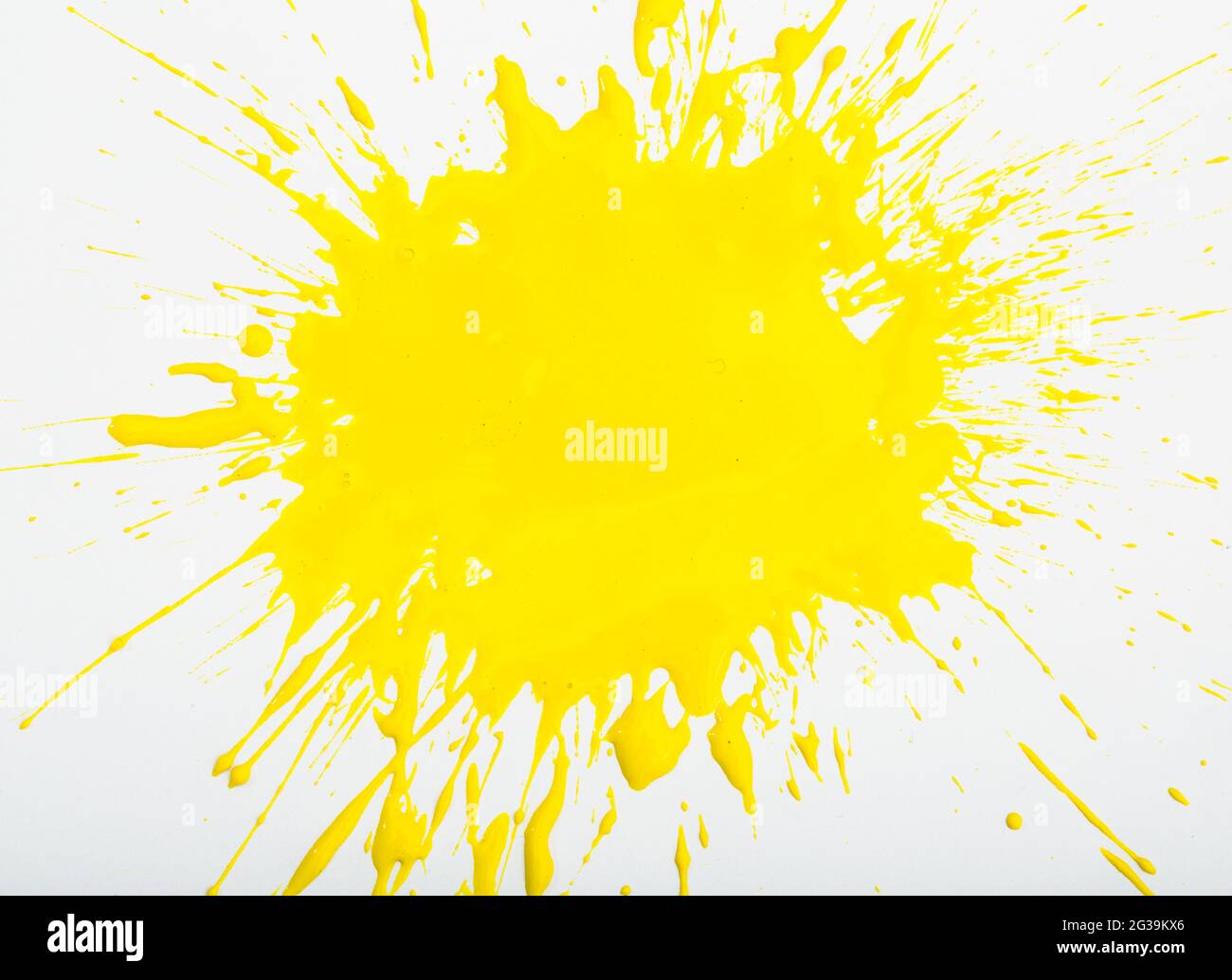 Image of yellow paint spots spilled on background of white paper Stock ...