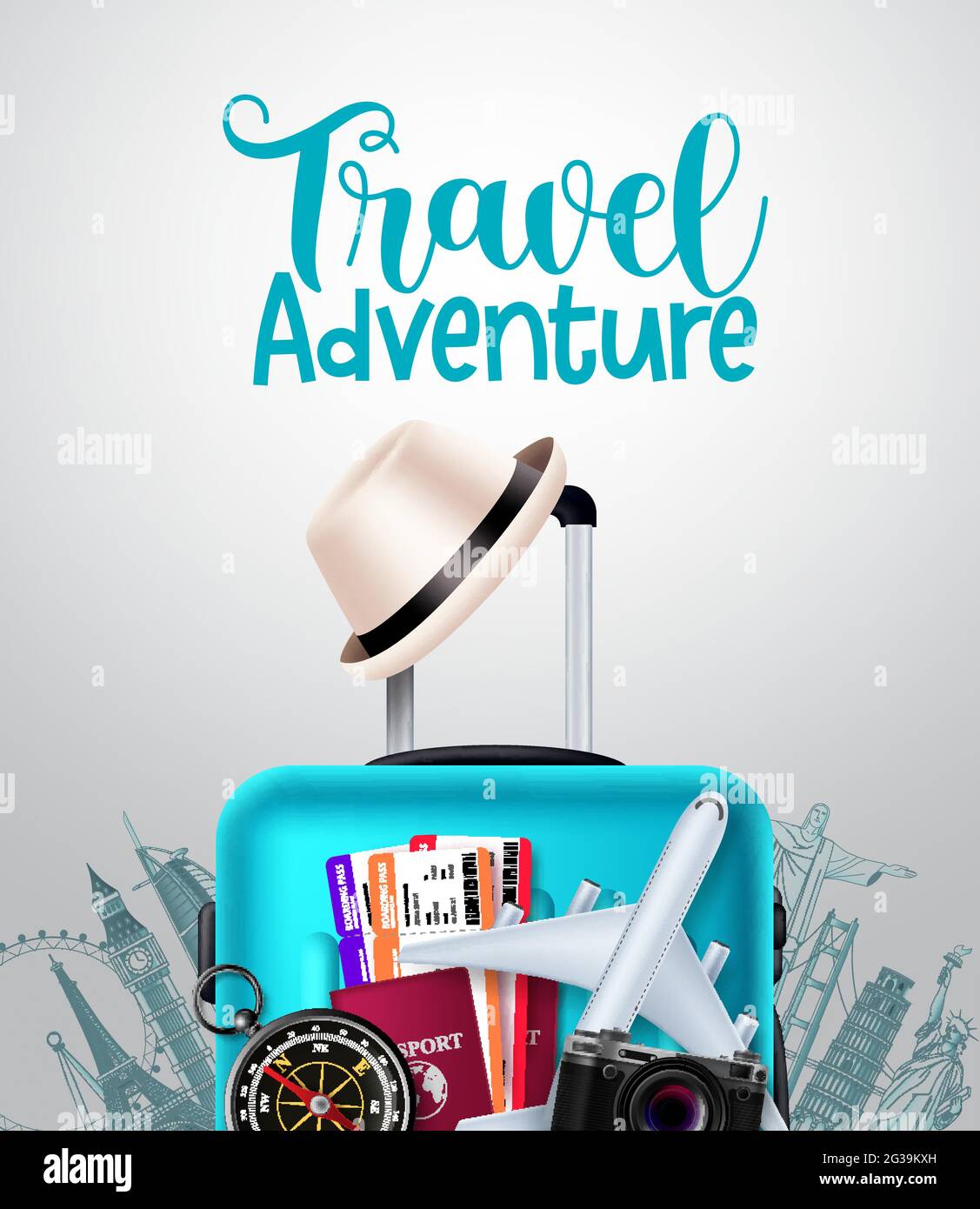 Travel adventure vector background design. Travel adventure text in ...