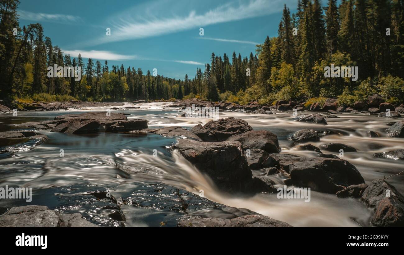 Beautiful river in Mauricie, Quebec, Canada, rapids, long exposure ...