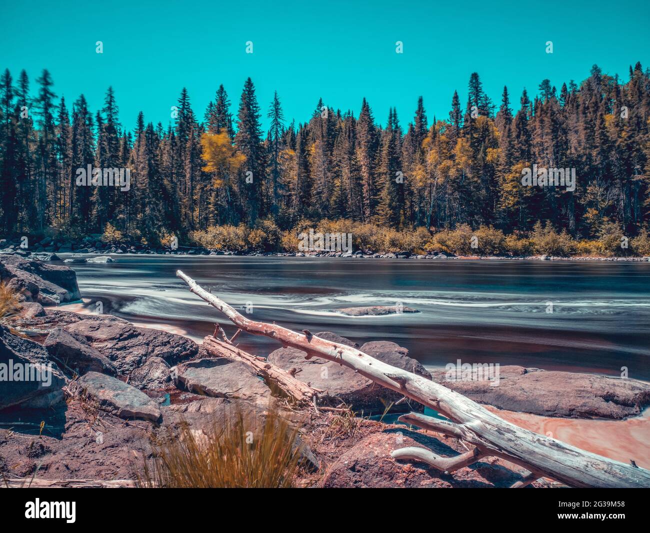 Beautiful river in Mauricie, Quebec, Canada, rapids, long exposure ...