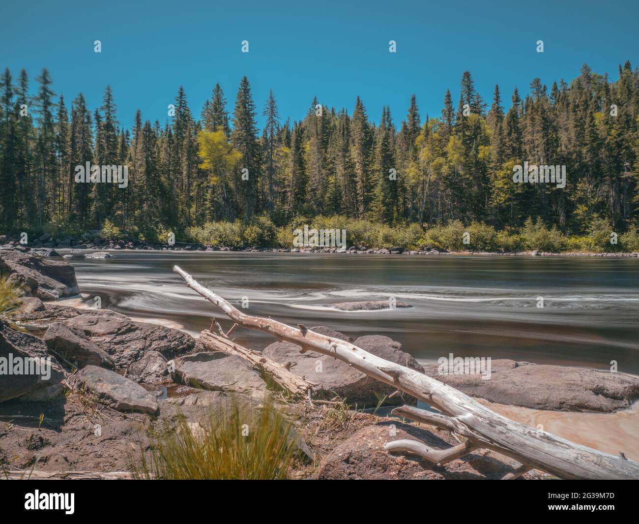 Beautiful river in Mauricie, Quebec, Canada, rapids, long exposure ...