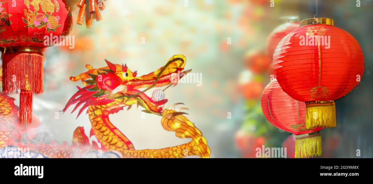 Chinese new year lanterns in chinatown. The character Fu on lantern ...