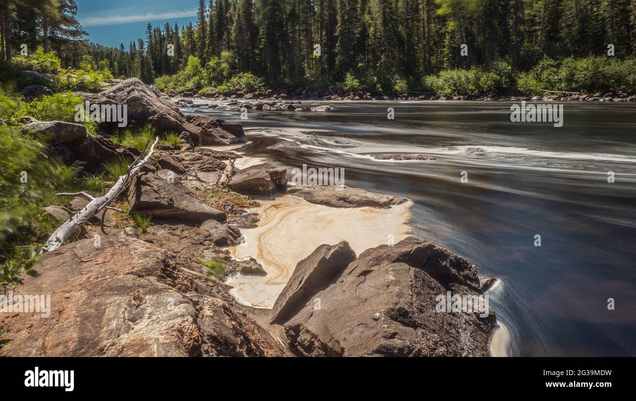 Beautiful river in Mauricie, Quebec, Canada, rapids, long exposure ...