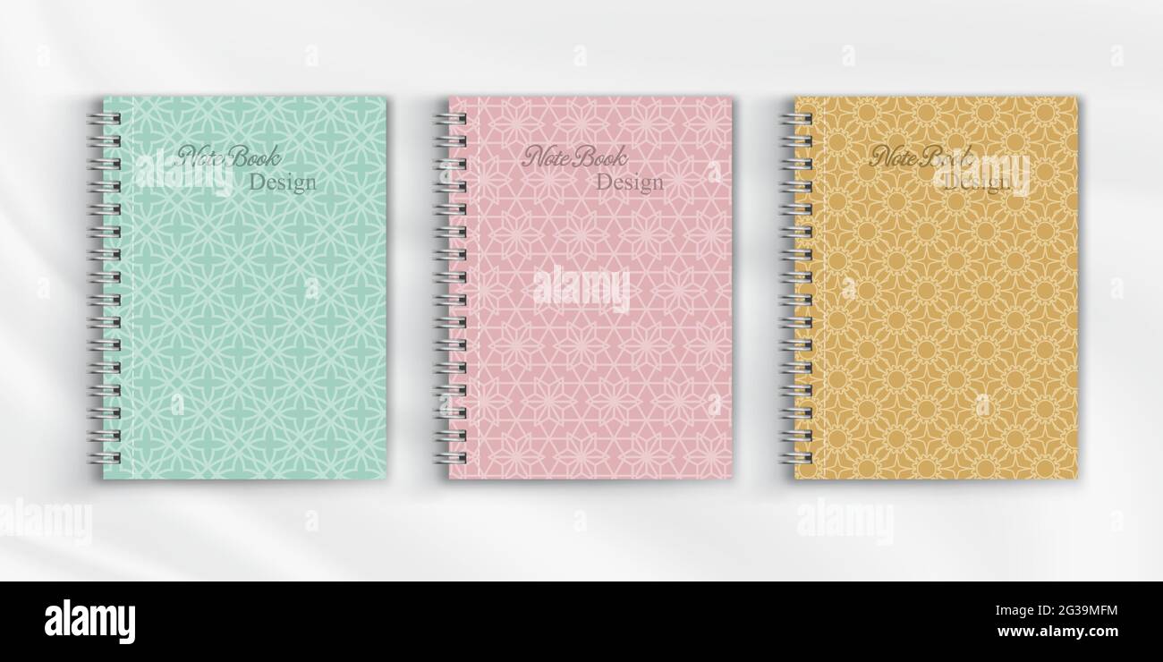 Set of geometric pattern notebook cover. Background design for ...