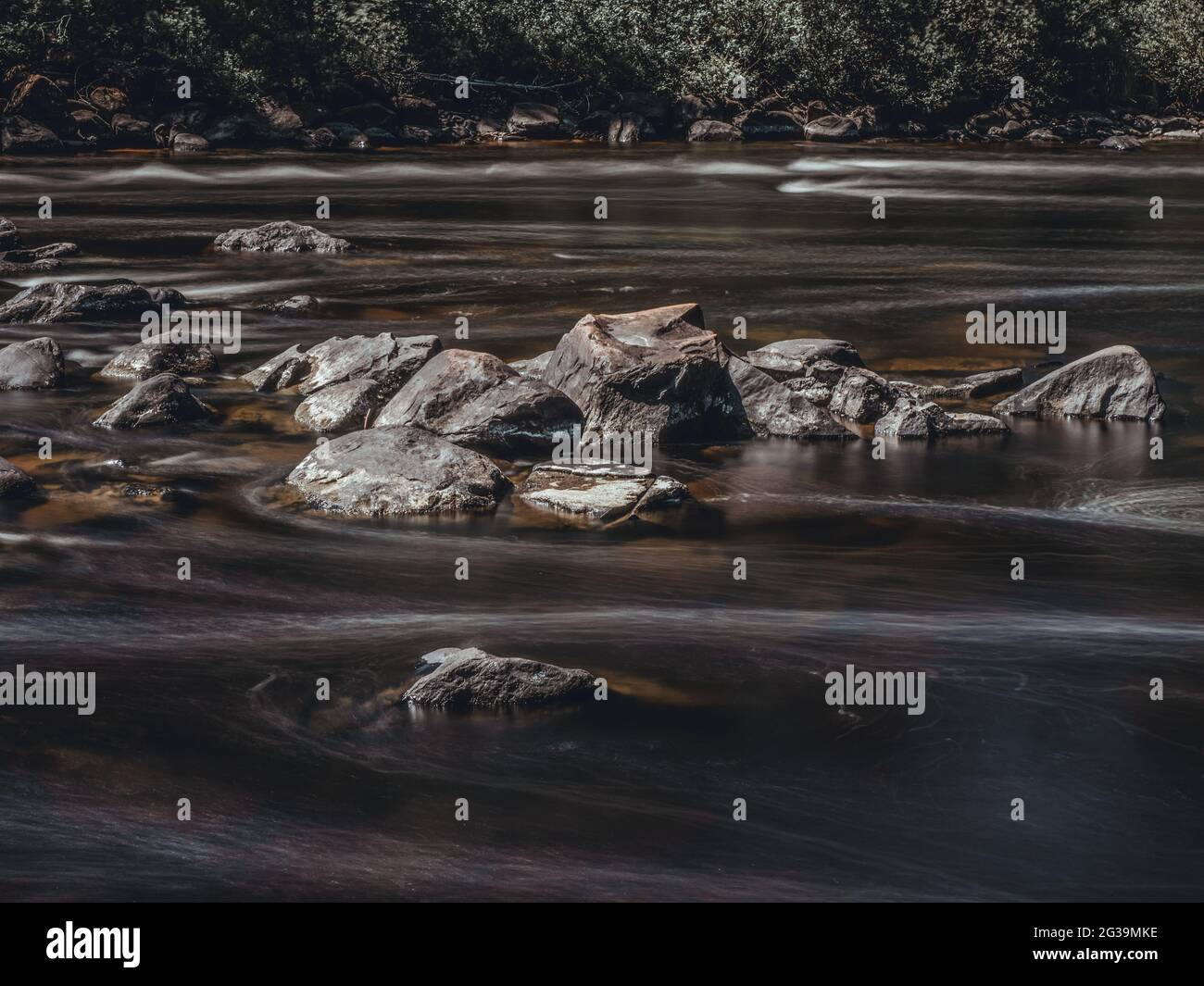 Beautiful river in Mauricie, Quebec, Canada, rapids, long exposure ...
