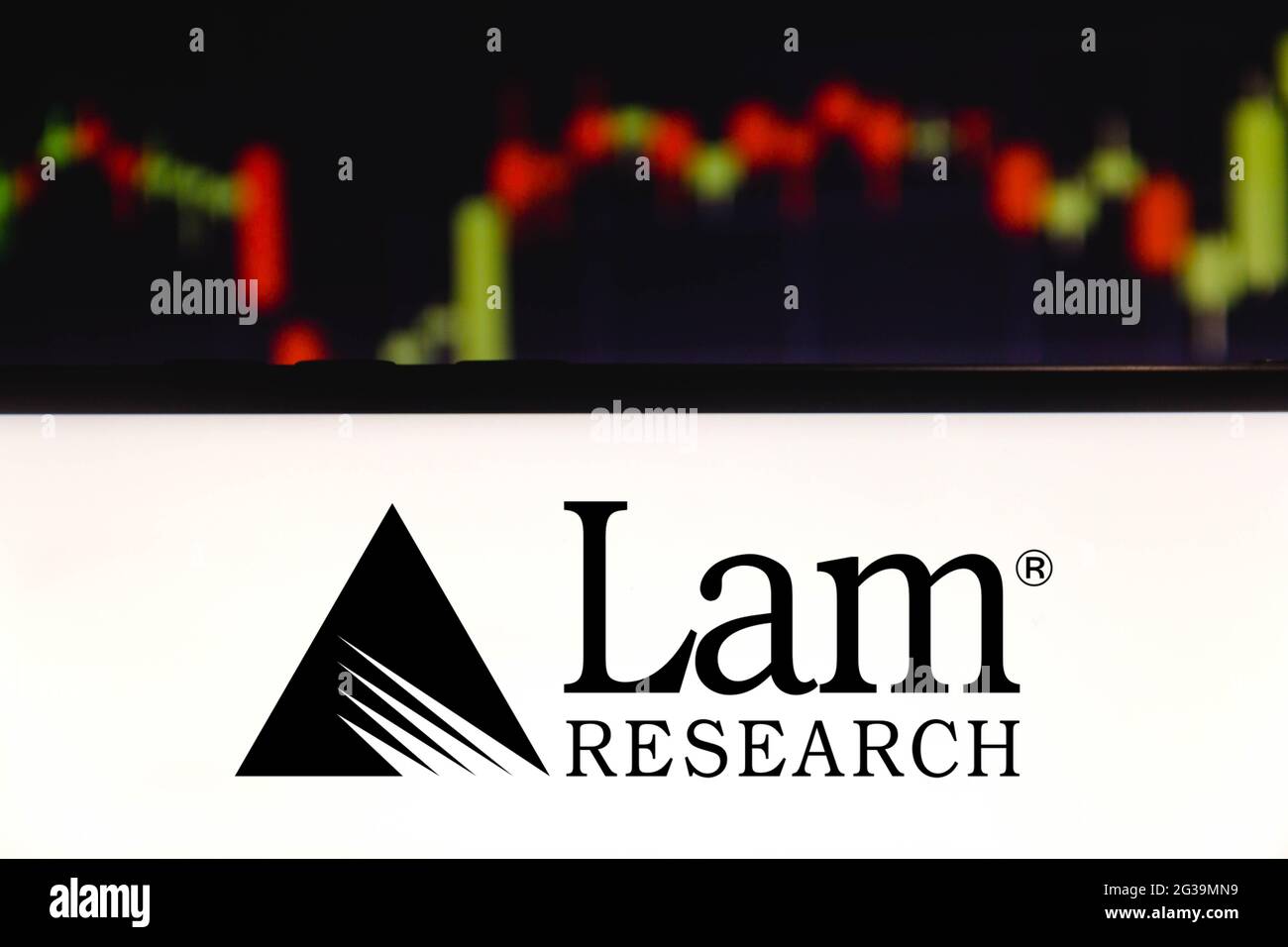 In this photo illustration a Lam Research Corporation logo seen ...