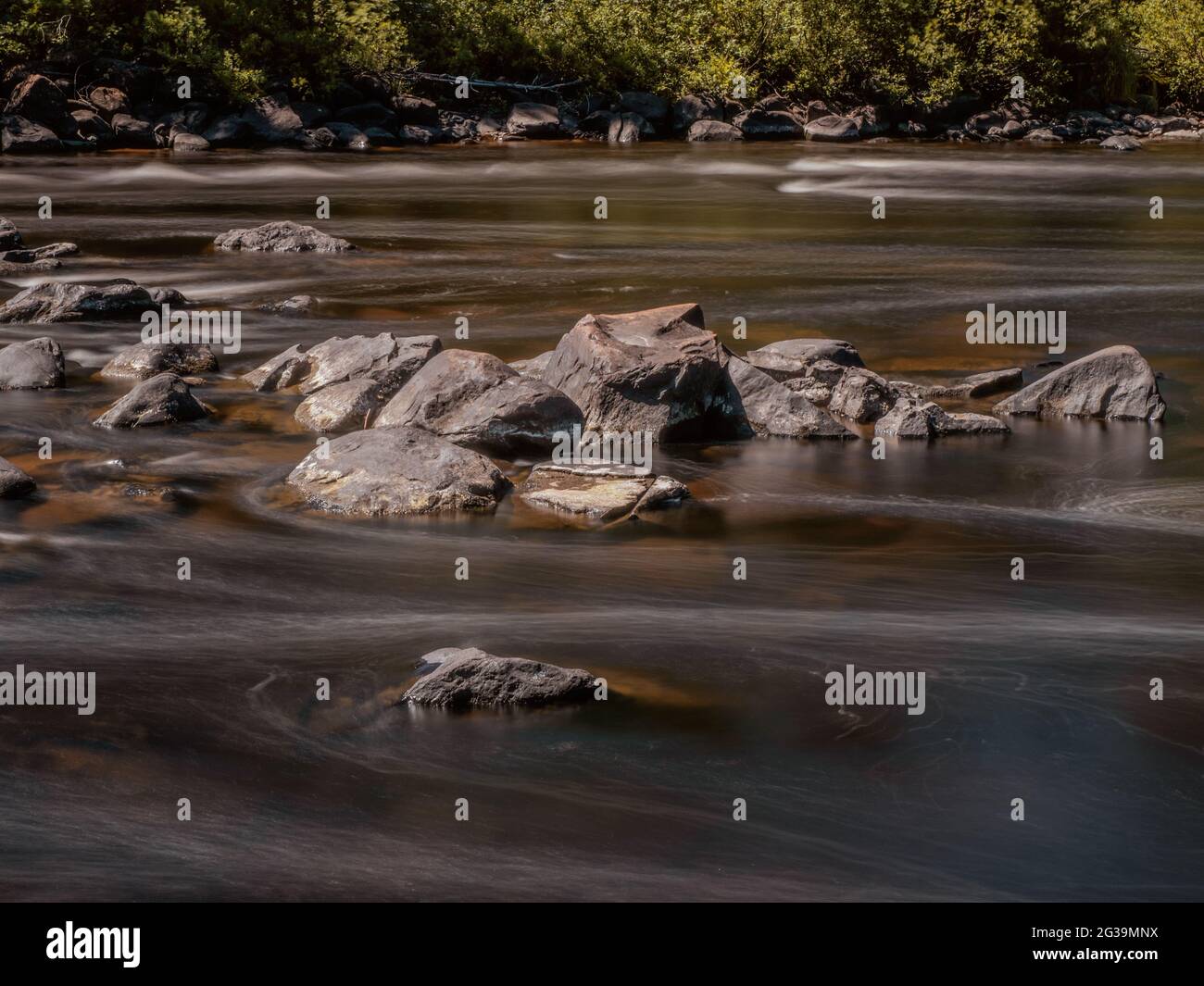 Beautiful river in Mauricie, Quebec, Canada, rapids, long exposure ...