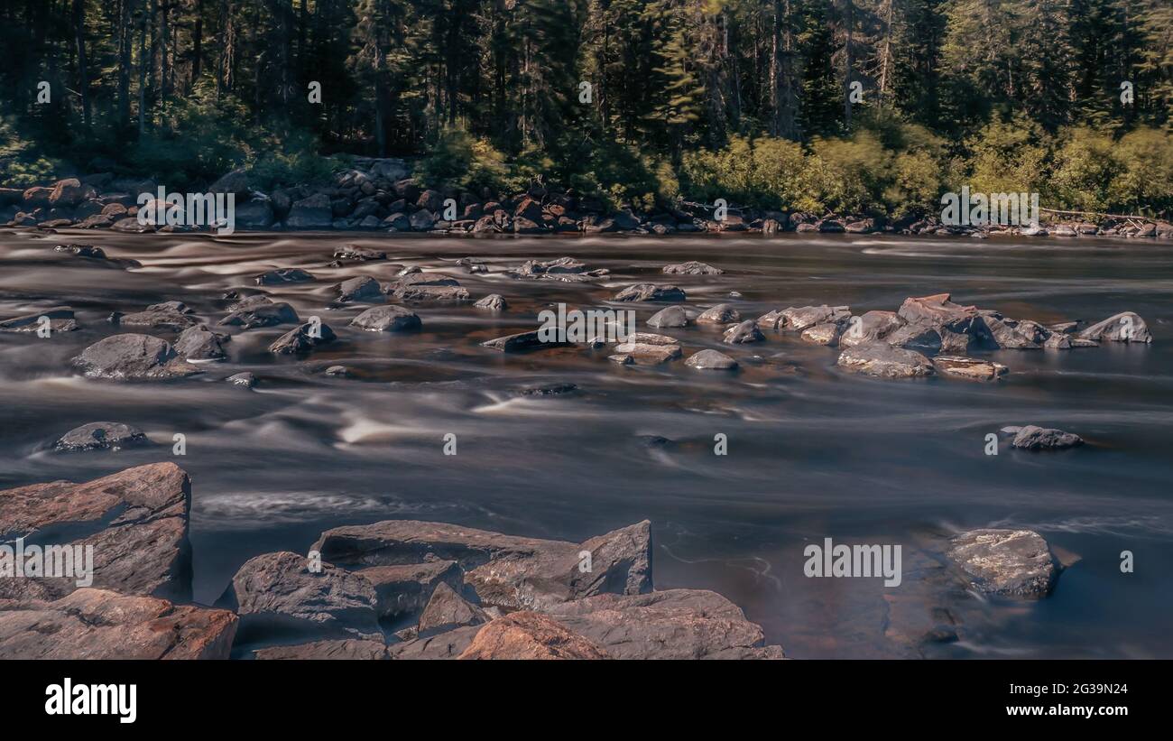 Beautiful river in Mauricie, Quebec, Canada, rapids, long exposure ...