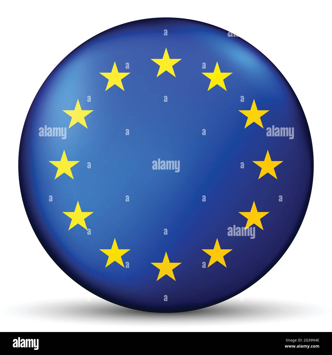 Glass light ball with European Union flag. Round sphere, template icon ...