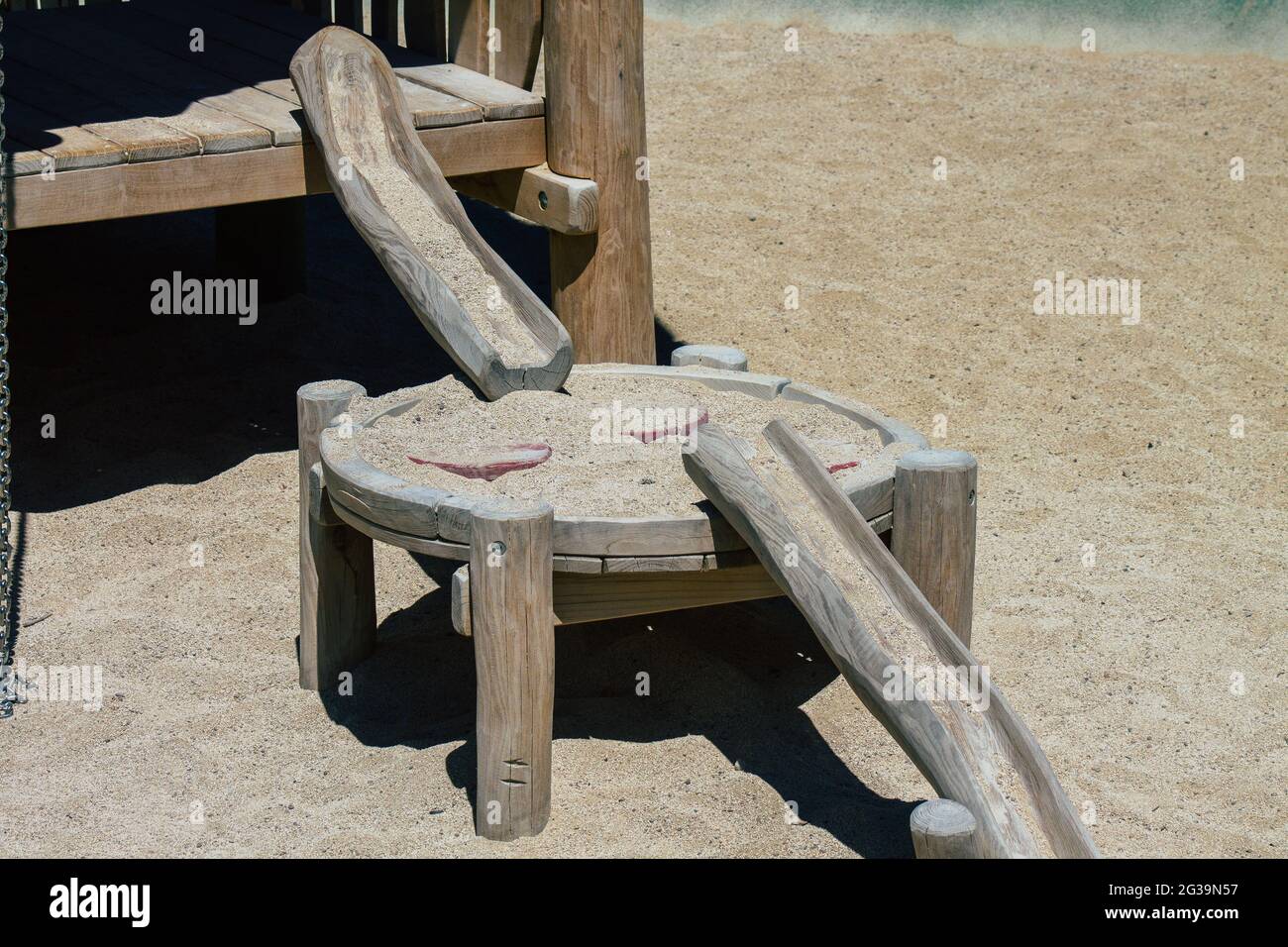 Reims France June 14, 2021 New wooden playground installed by the city ...