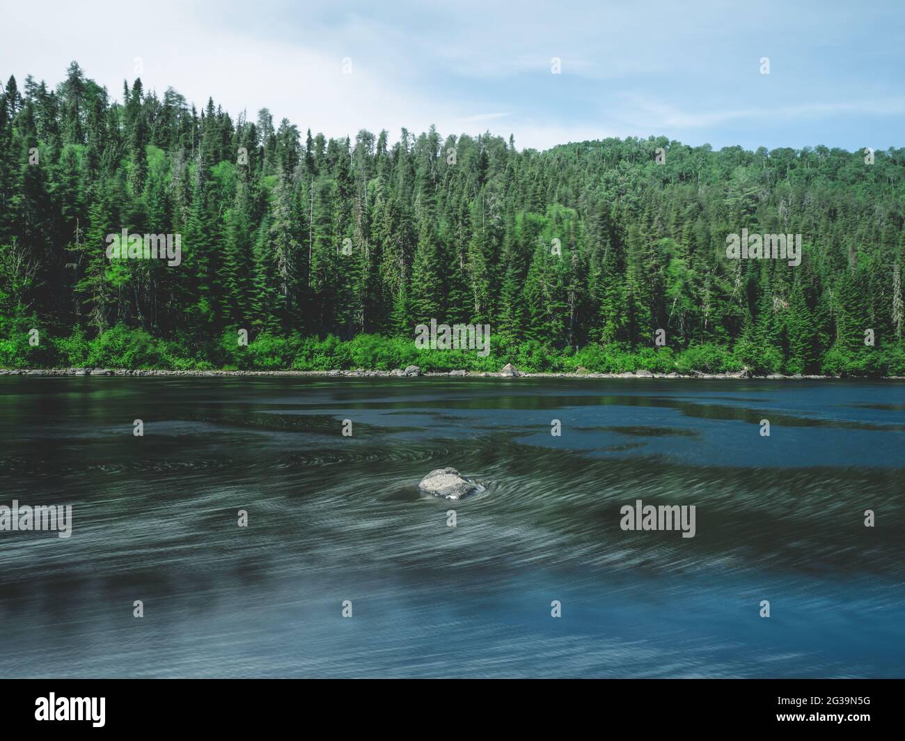 Beautiful river in Mauricie, Quebec, Canada, rapids, long exposure ...