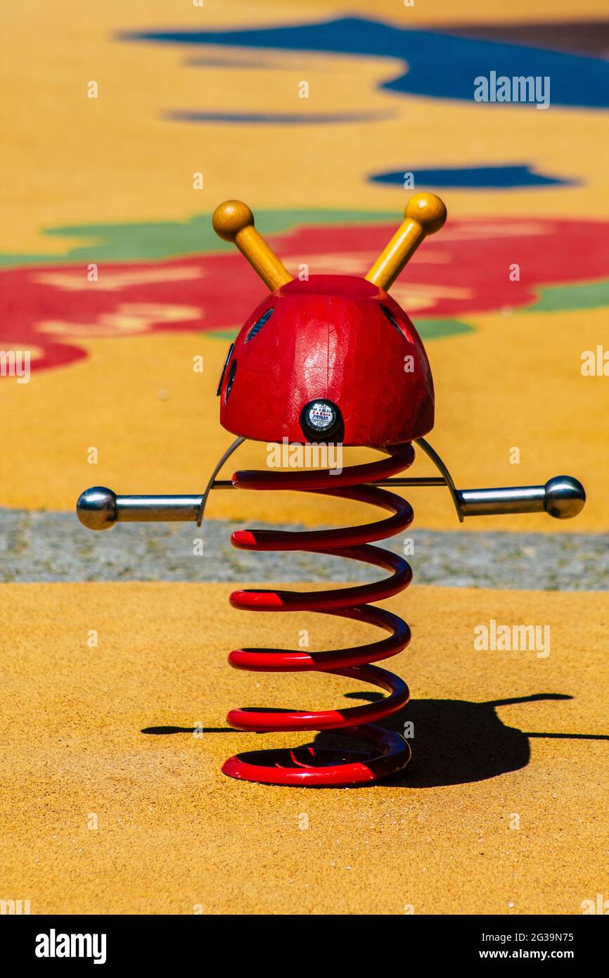 Reims France June 14, 2021 New wooden playground installed by the city ...