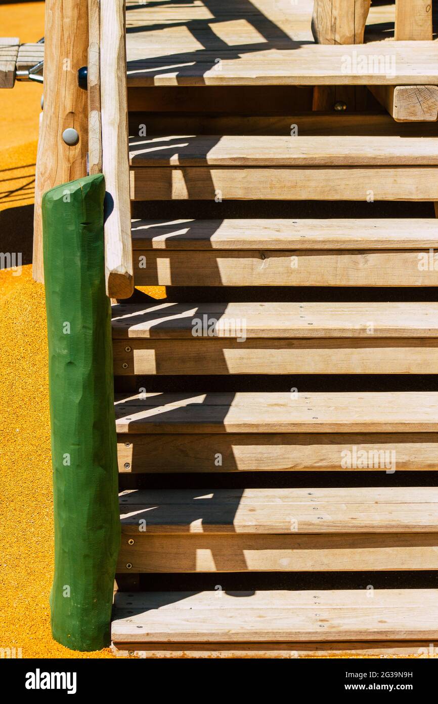Reims France June 14, 2021 New wooden playground installed by the city ...