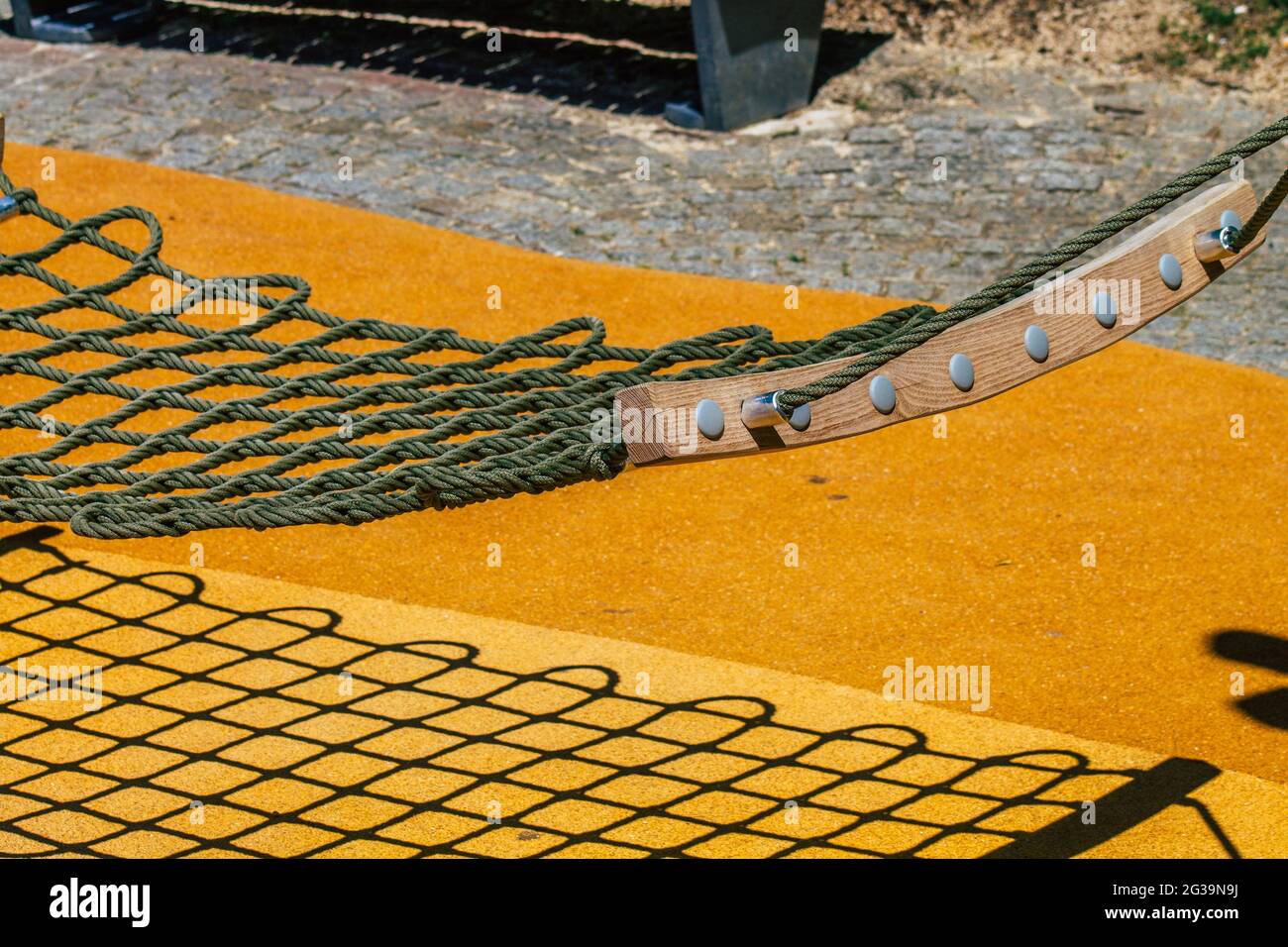 Reims France June 14, 2021 New wooden playground installed by the city ...