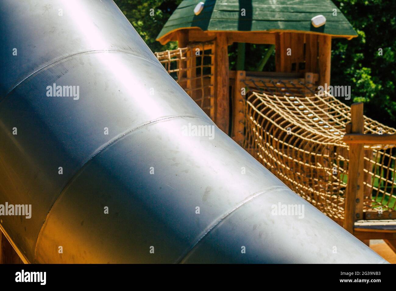 Reims France June 14, 2021 New wooden playground installed by the city ...