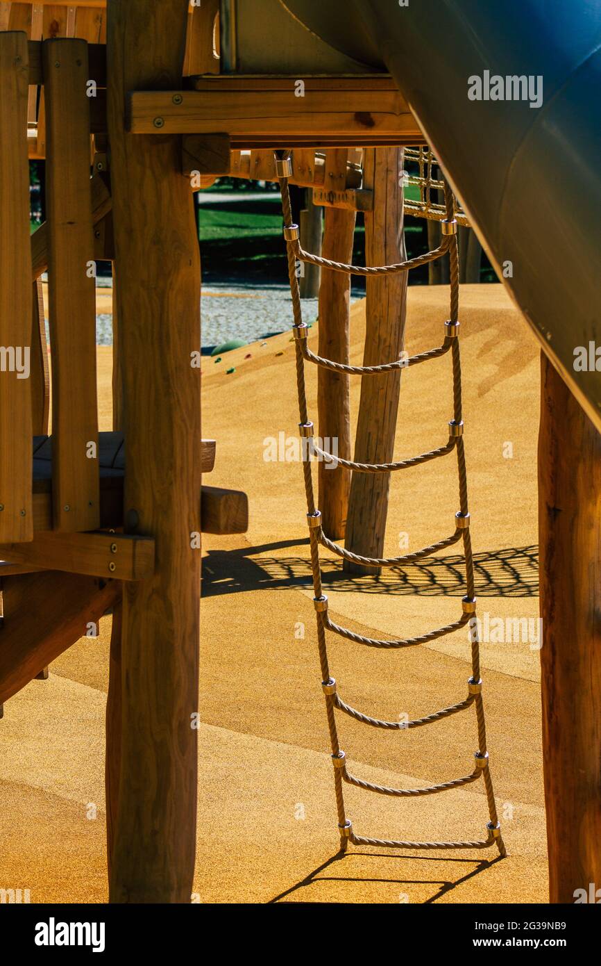 Reims France June 14, 2021 New wooden playground installed by the city ...