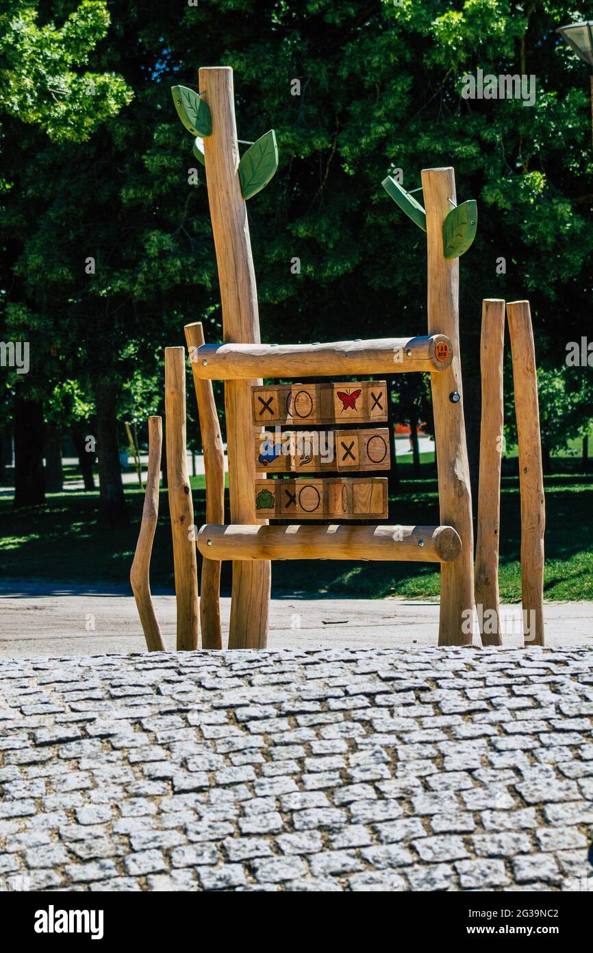 Reims France June 14, 2021 New wooden playground installed by the city ...