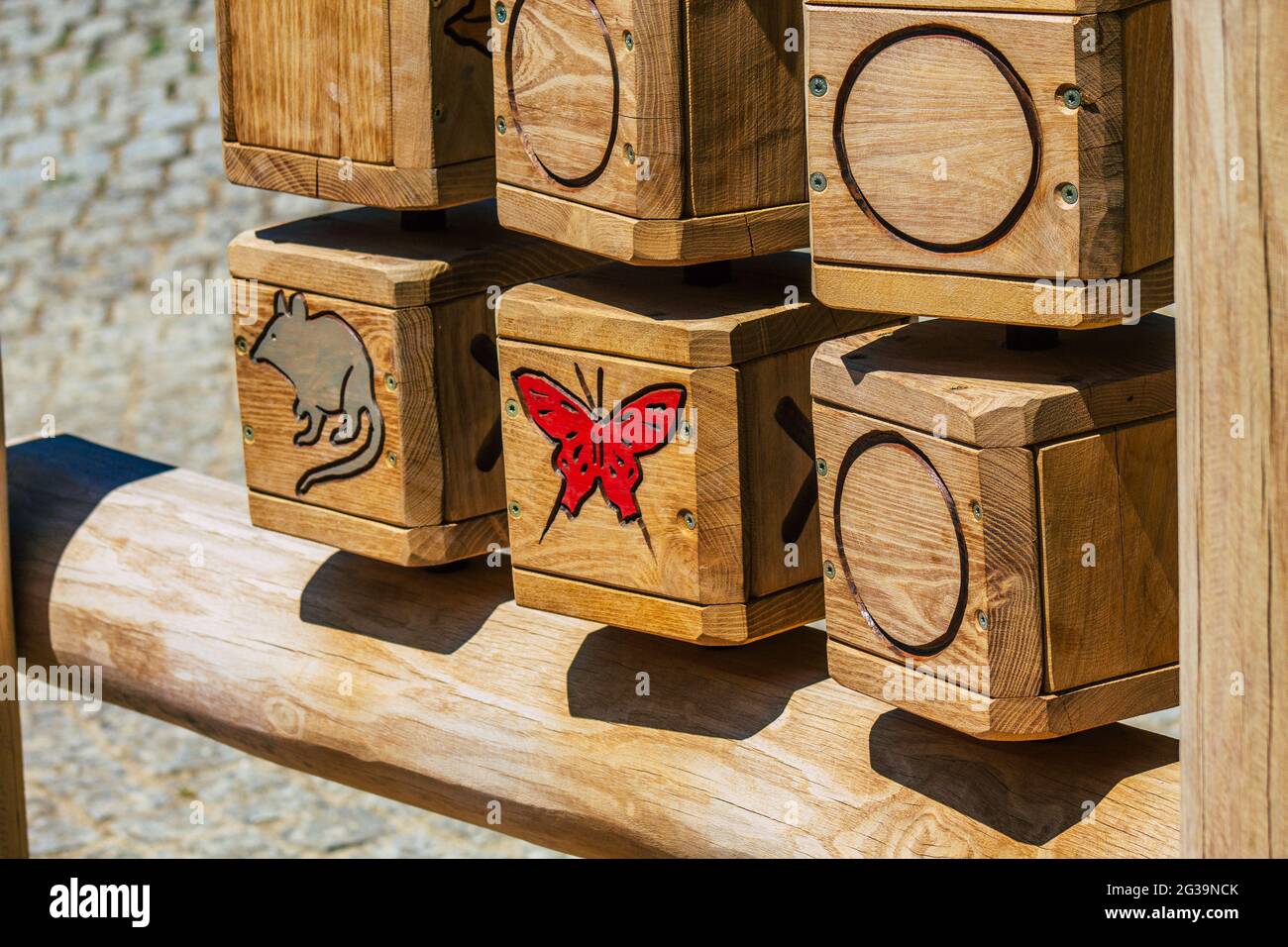 Reims France June 14, 2021 New wooden playground installed by the city ...