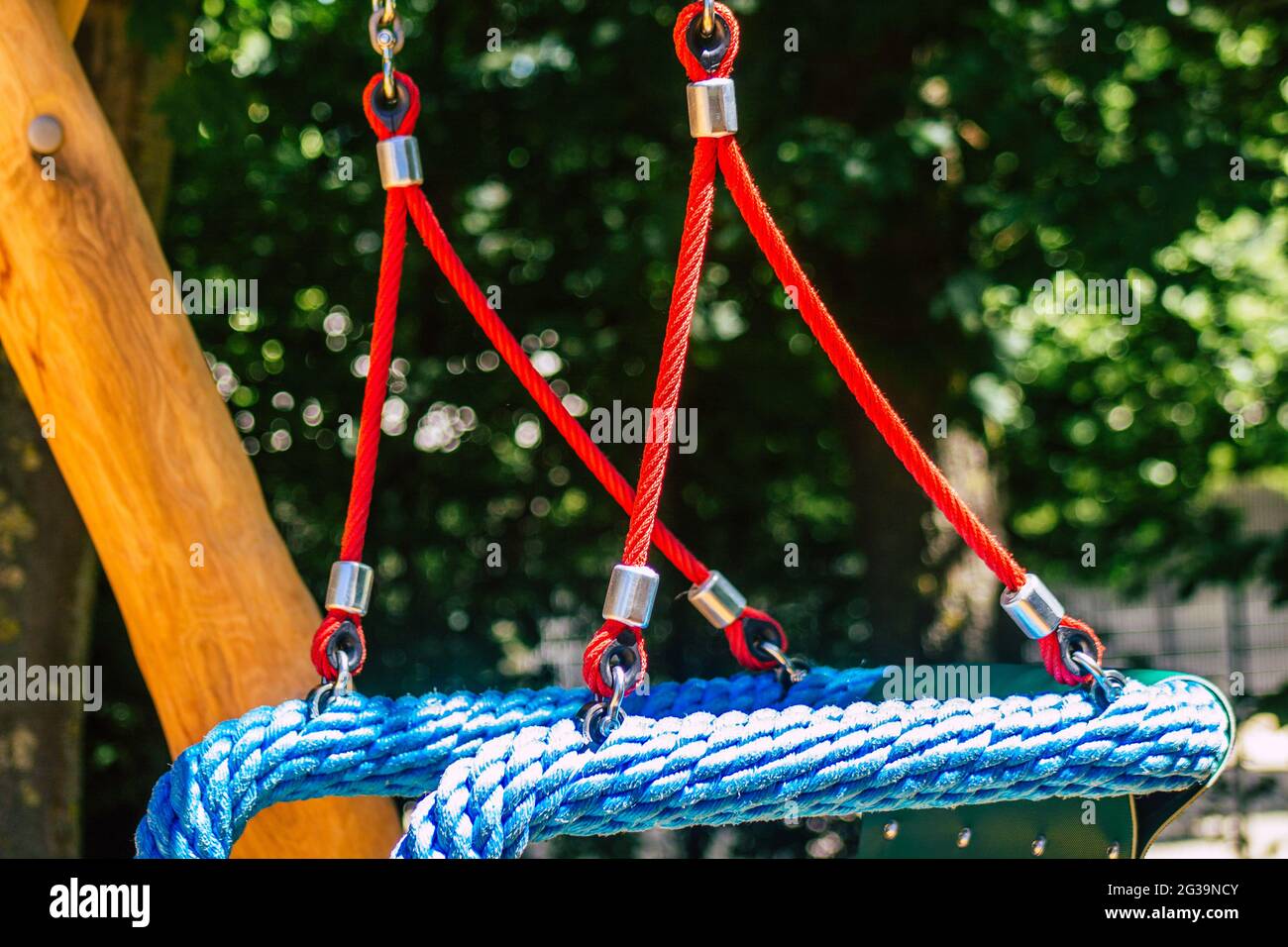 Reims France June 14, 2021 New wooden playground installed by the city ...