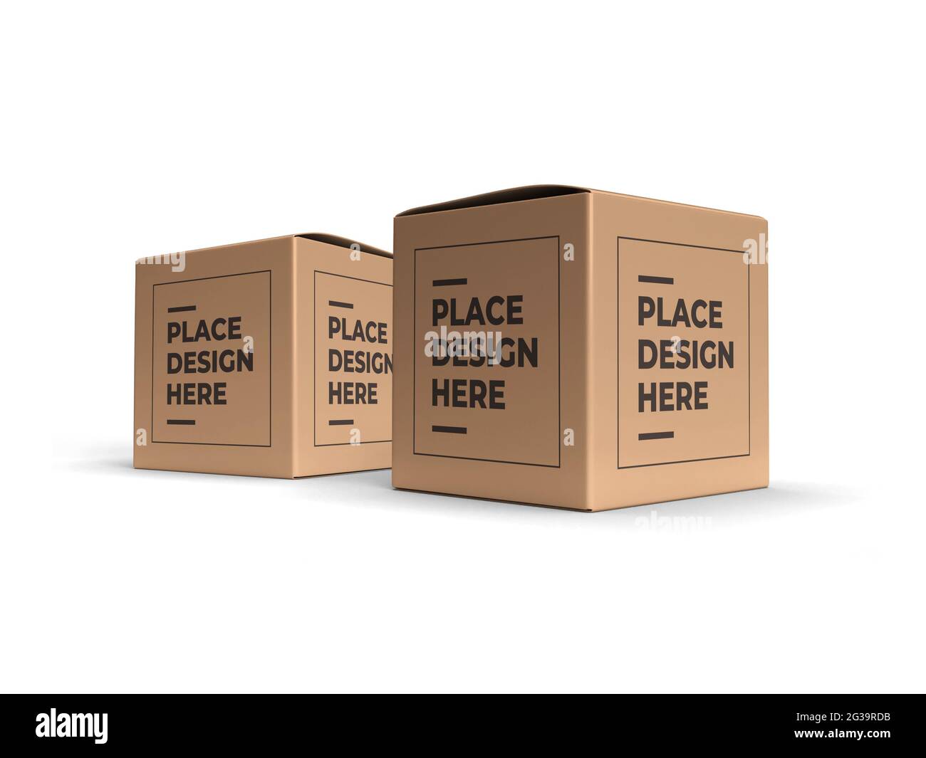 Square Box Packaging 3D Illustration Mockup Scene on Isolated ...