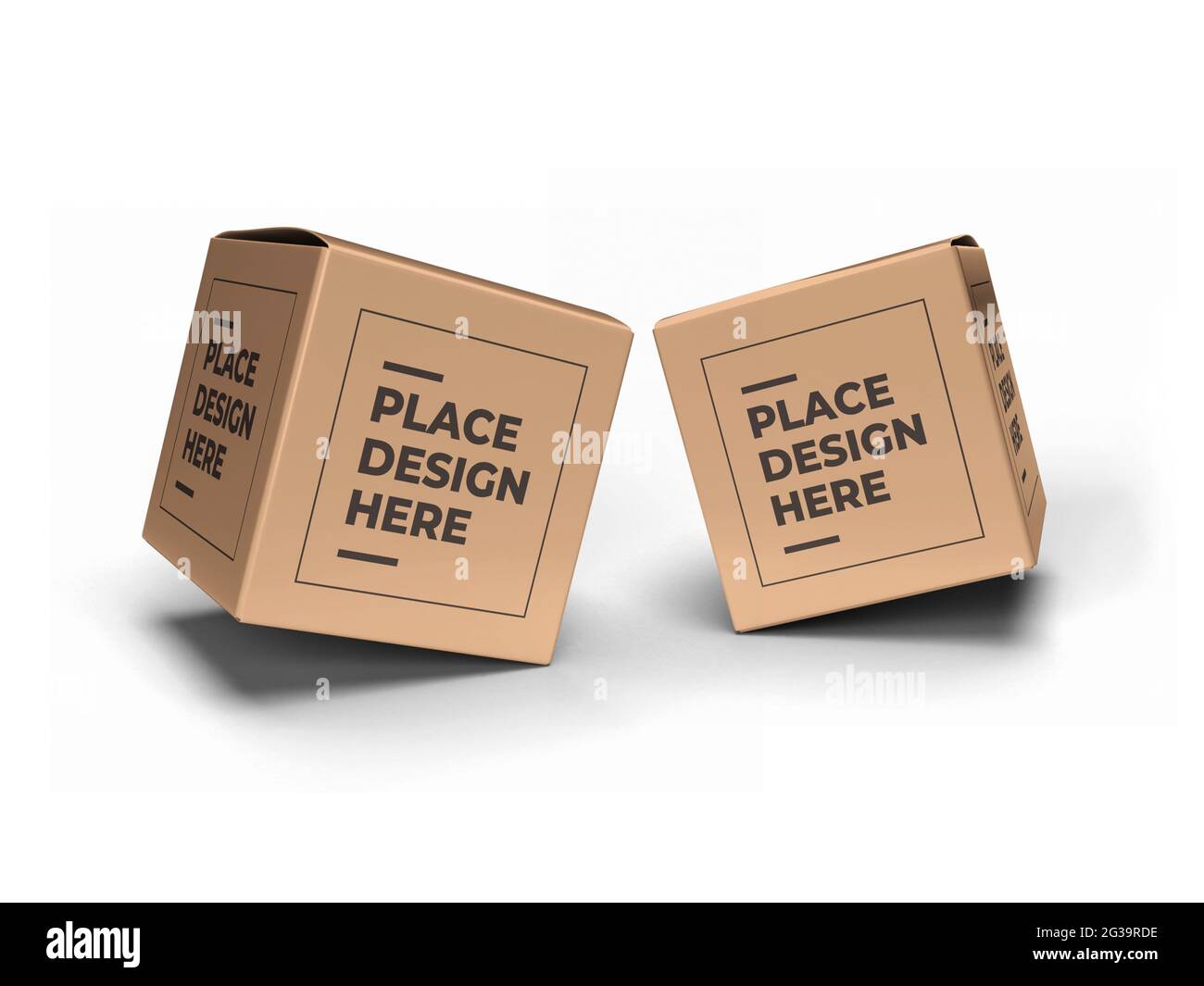 Square Box Packaging 3D Illustration Mockup Scene on Isolated ...