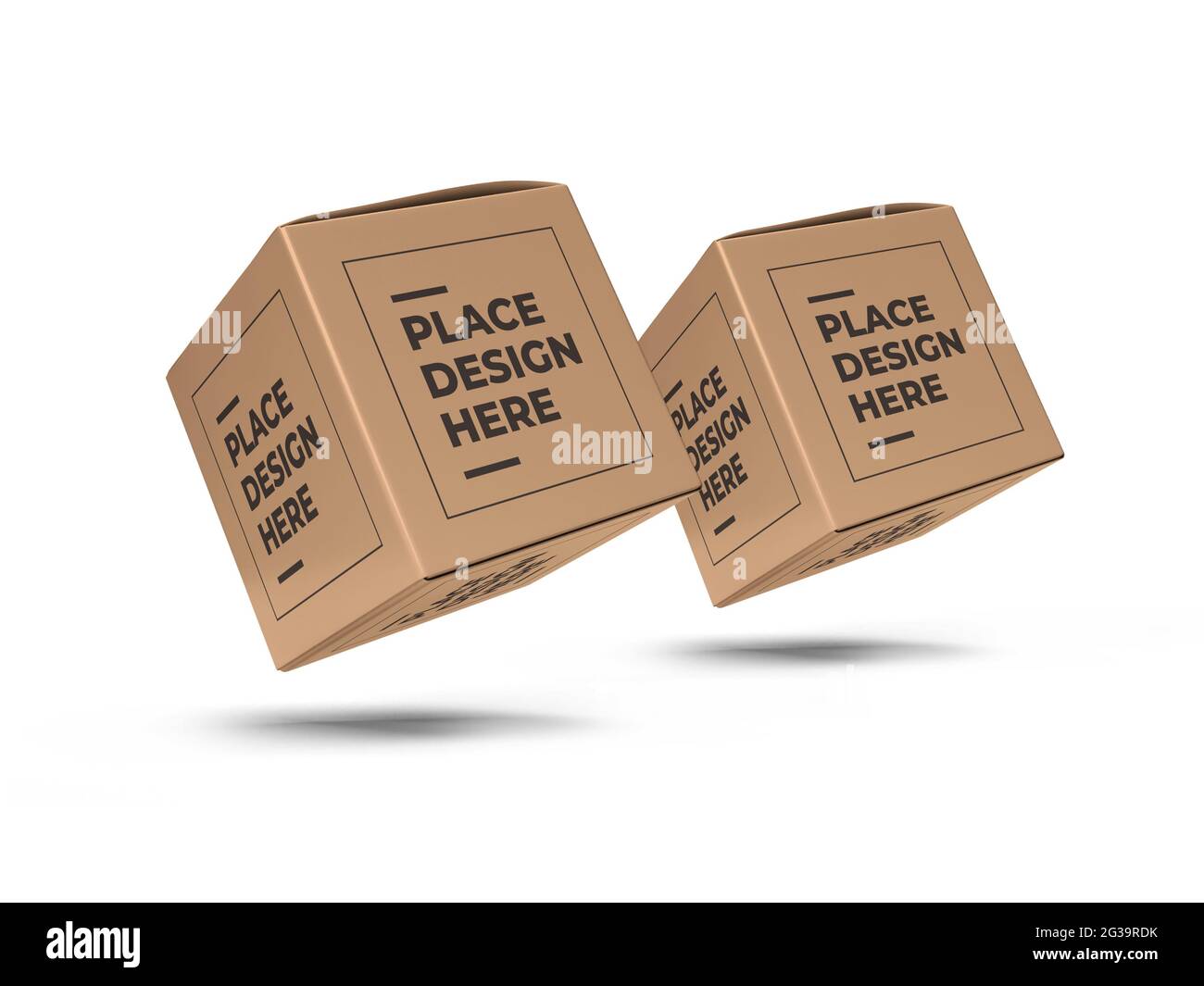 Square Box Packaging 3D Illustration Mockup Scene on Isolated ...