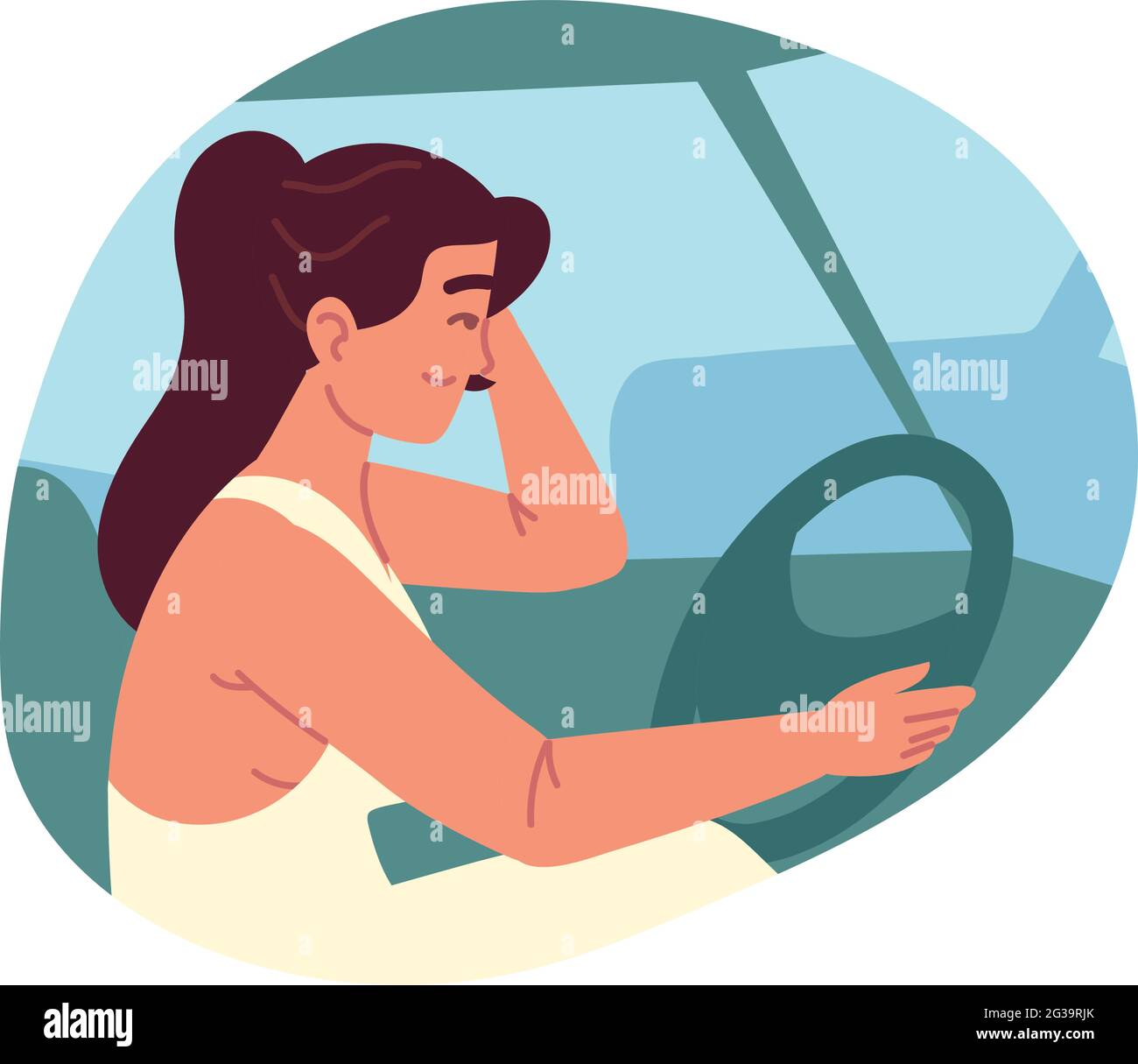young woman driving car Stock Vector Image & Art - Alamy