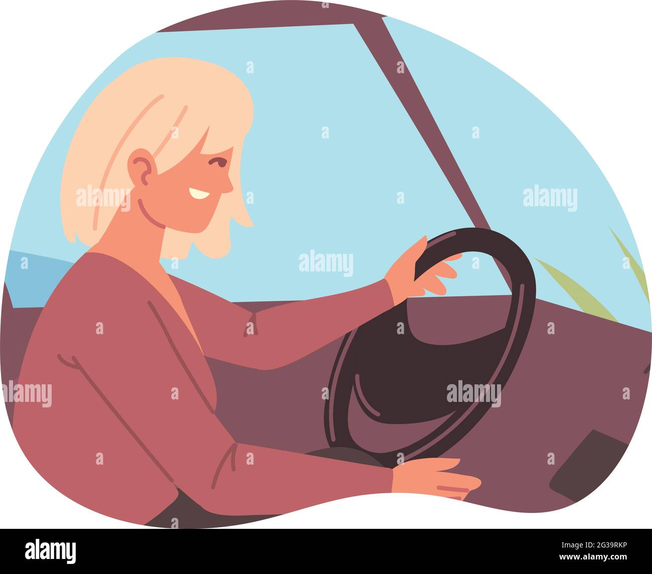 blond woman driving car Stock Vector Image & Art - Alamy