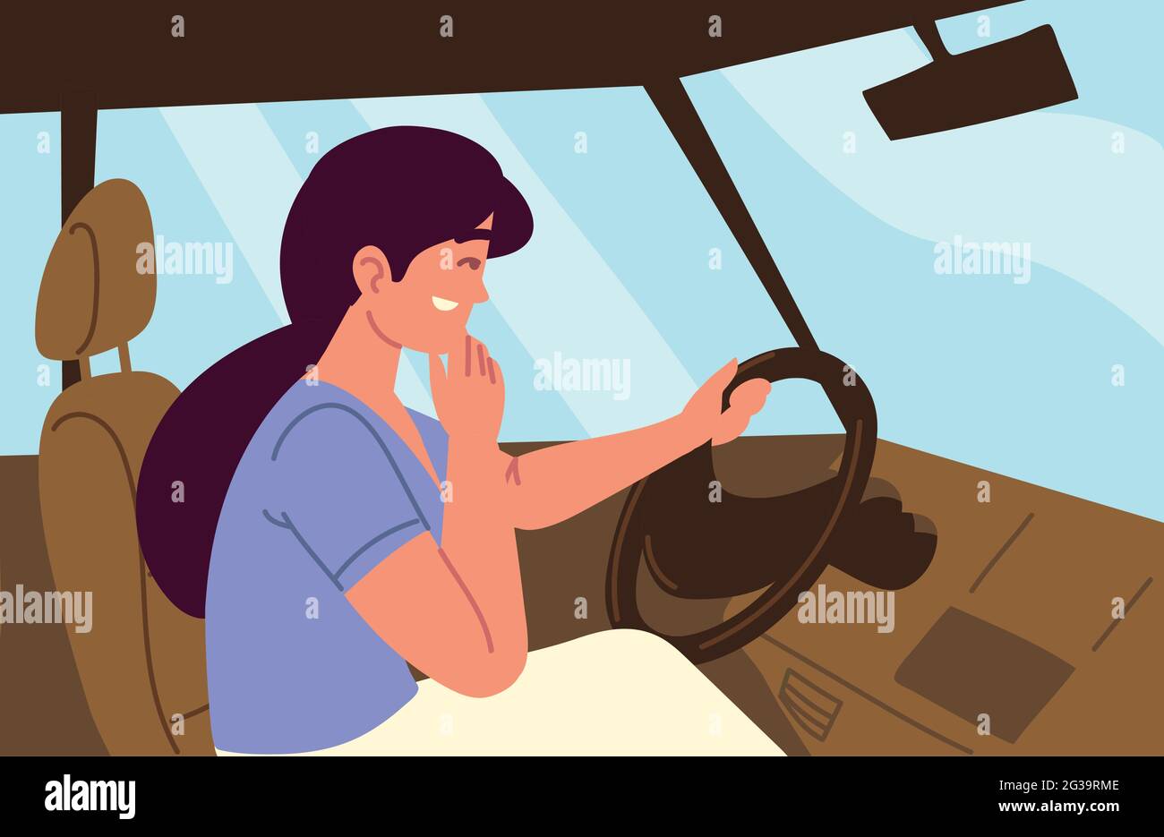 Lady driving a car Stock Vector Images - Alamy