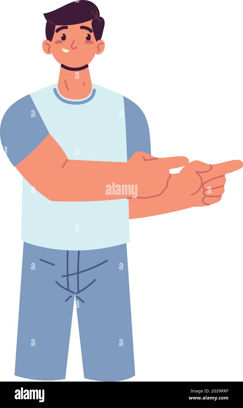 Man gesturing hands pointing finger Stock Vector Images - Alamy