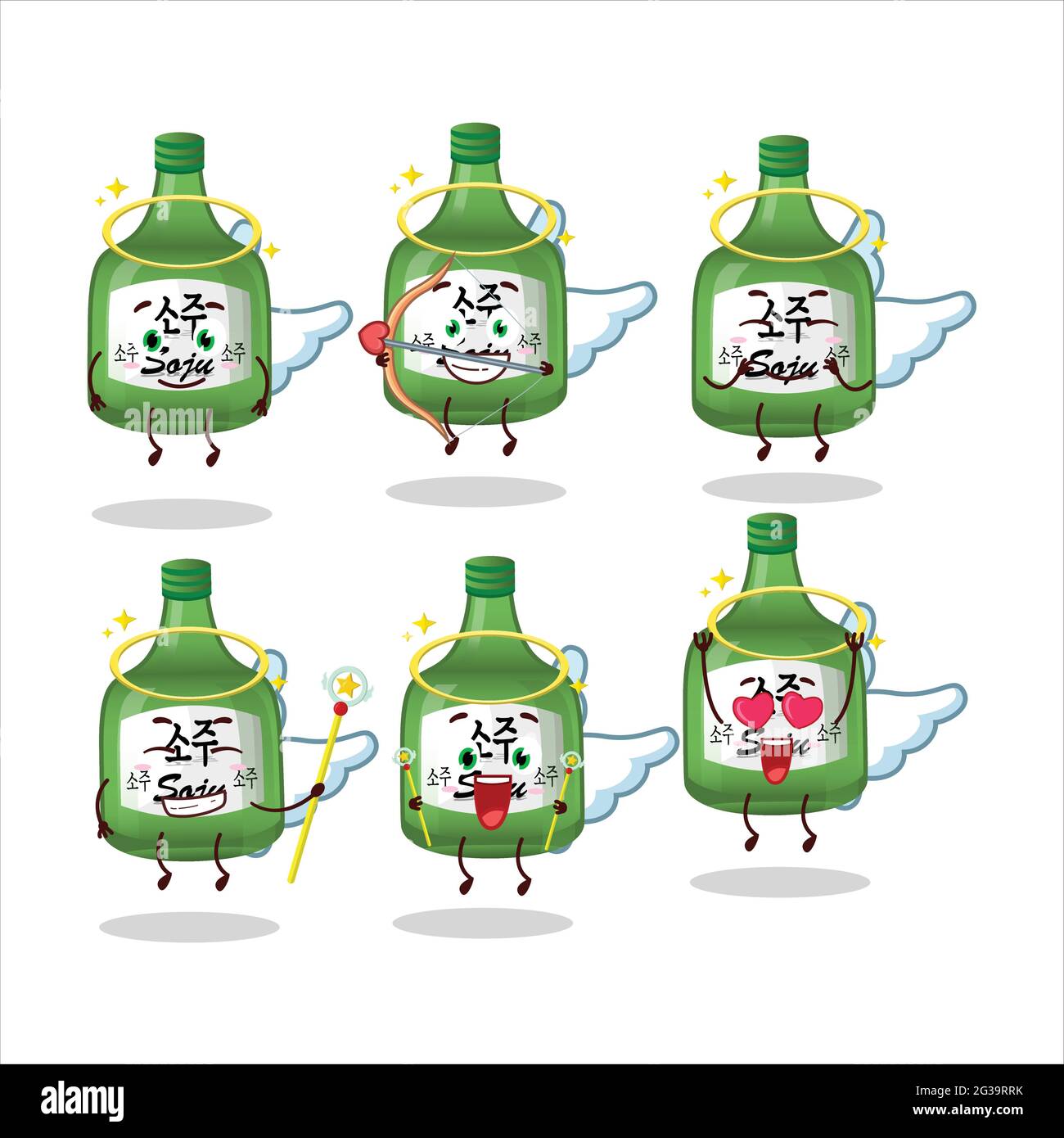 Soju cartoon designs as a cute angel character. Vector illustration ...