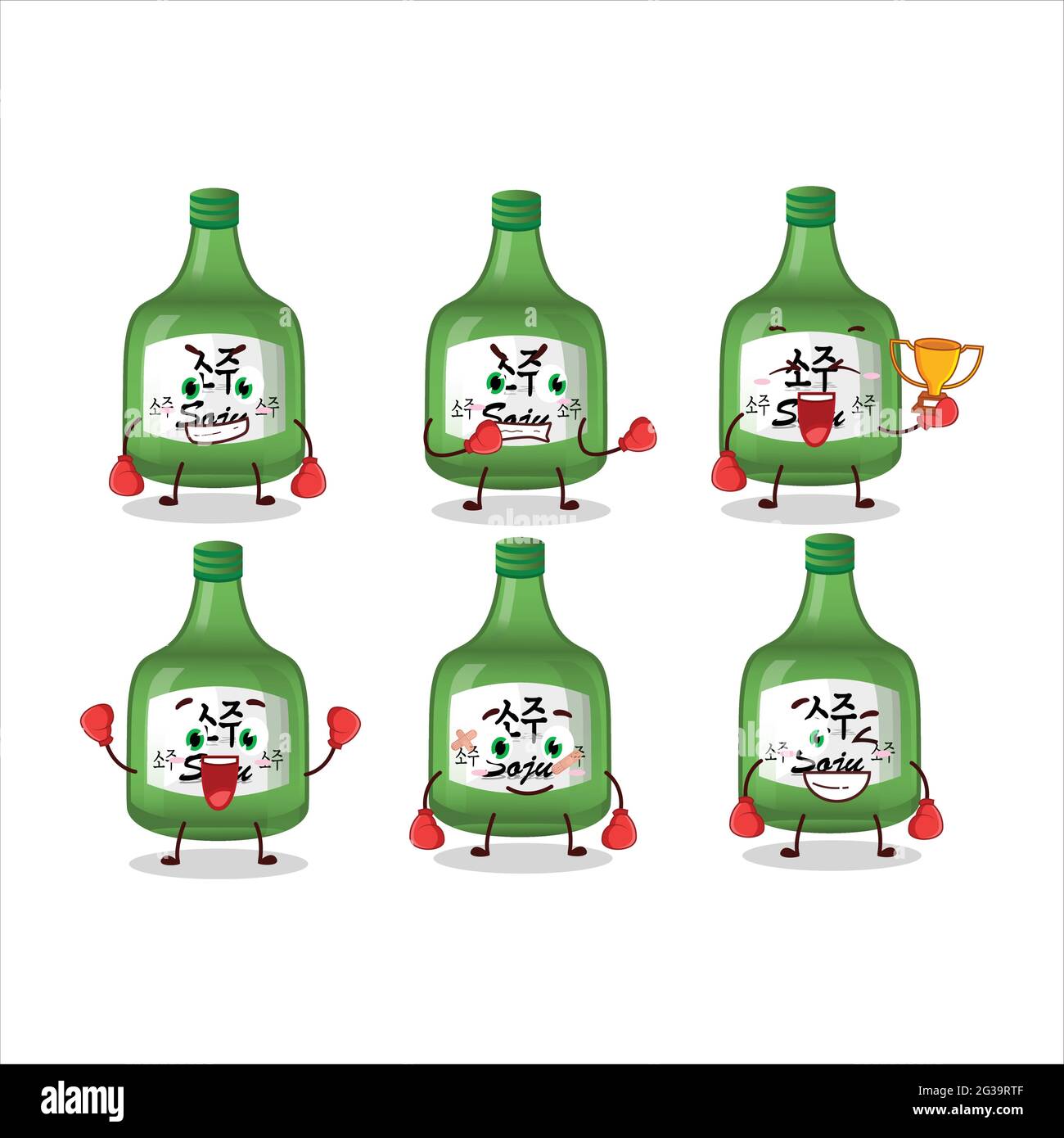 A sporty soju boxing athlete cartoon mascot design. Vector illustration ...