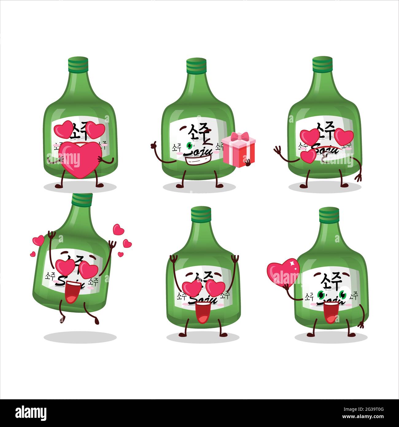 Soju cartoon character with love cute emoticon. Vector illustration ...