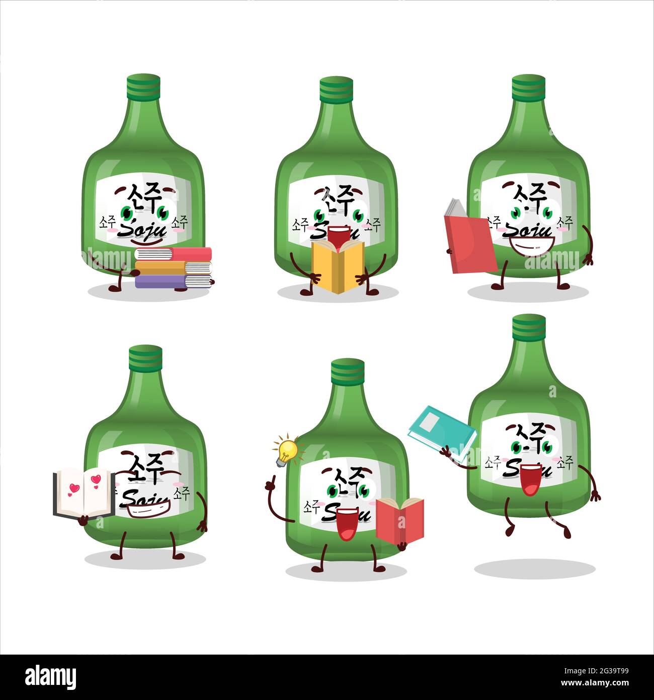 A picture of soju cartoon character concept reading an amusing book ...