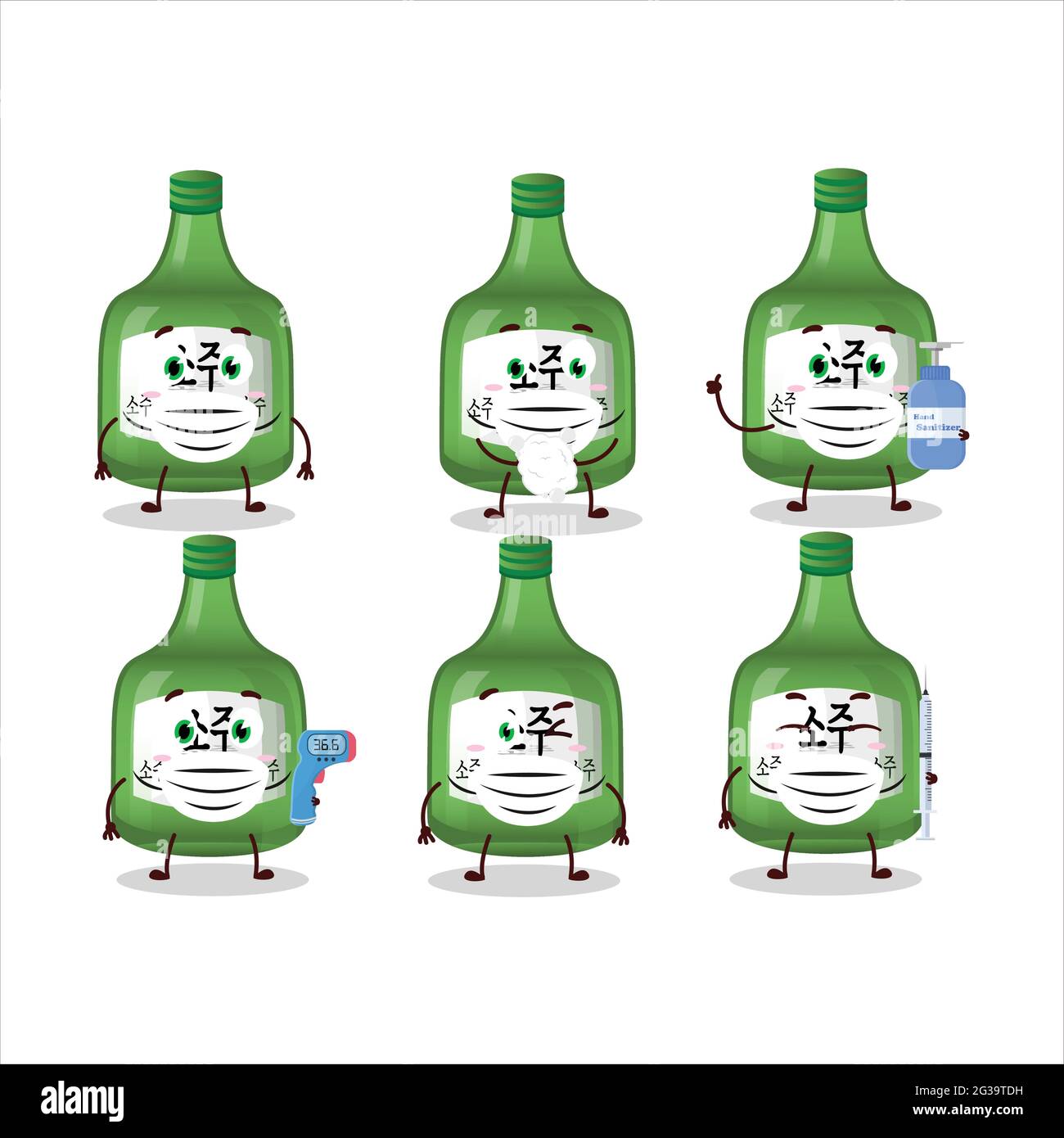 A picture of soju cartoon design style keep staying healthy during a ...